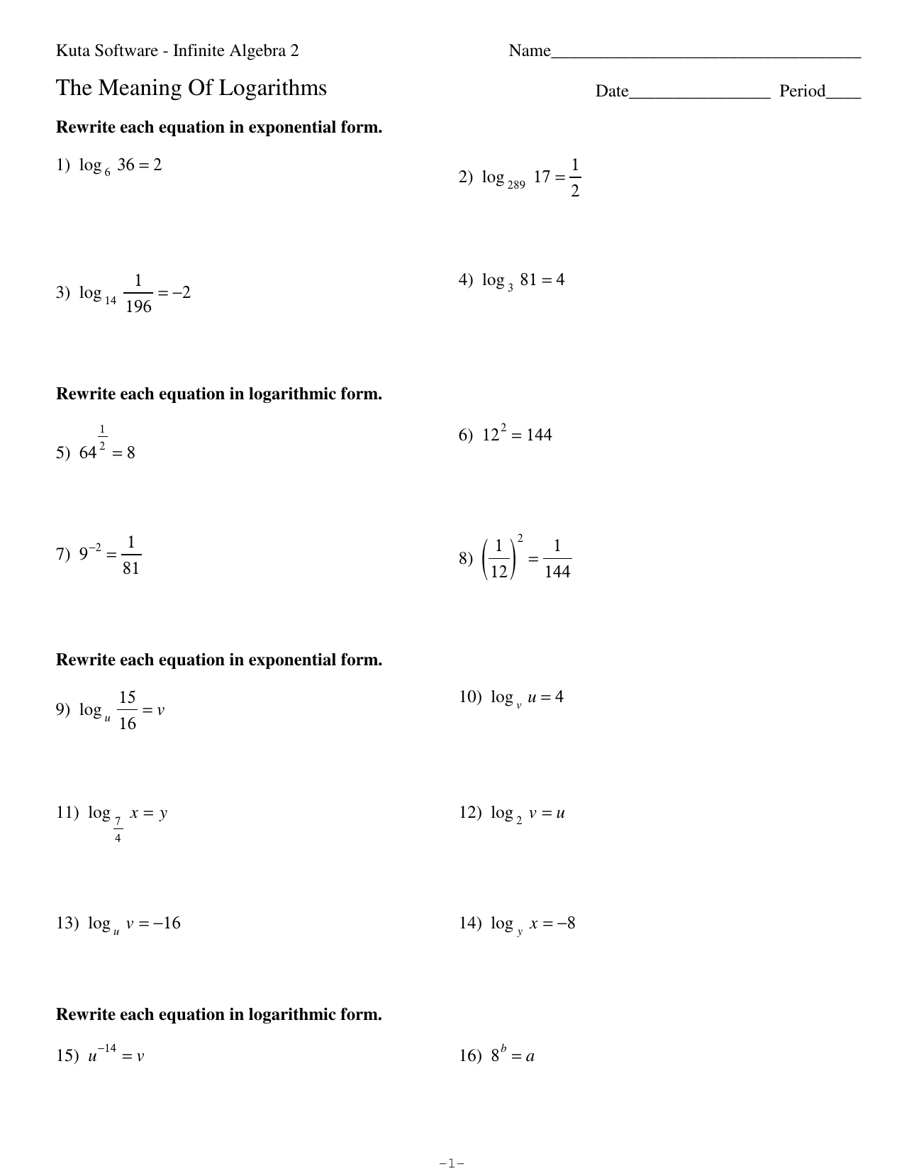 Rewrite Each Equation In Exponential Form - Tessshebaylo Rewrite Each Equation In Exponential Form - Tessshebaylo